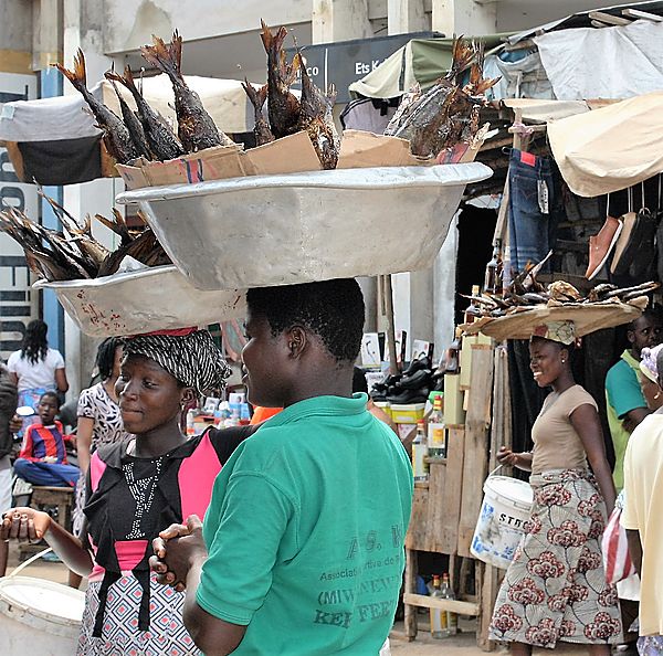 Fish sellers, Lomé market, Togo photo, Lome Togo Africa